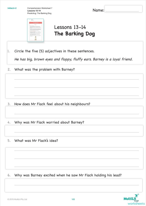 Lessons 13-14 The Barking Dog. Interactive worksheet | TopWorksheets