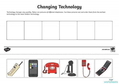 Past to present telephones. Interactive worksheet | TopWorksheets
