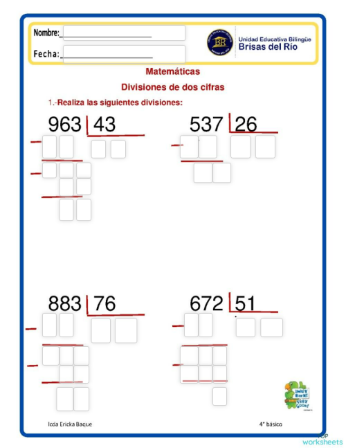 División: fichas interactivas y ejercicios online | TopWorksheets
