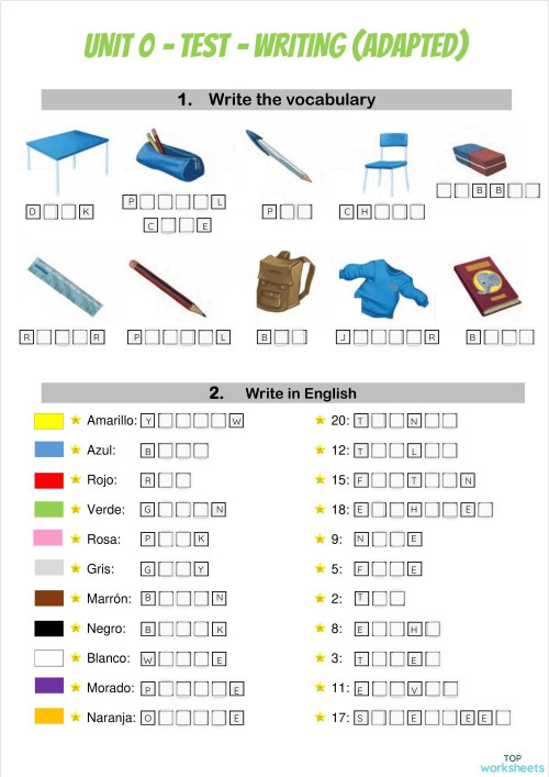 2º Unit 0 - WRITING (ADAPTADO). Interactive worksheet | TopWorksheets