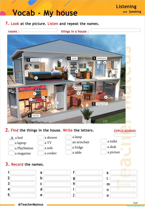 220 - VOCAB - My house - A1 - Listening and Speaking - TM0401 (Copied ...