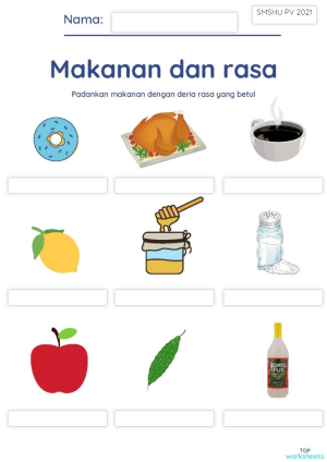 Makanan dan rasa. Interactive worksheet | TopWorksheets
