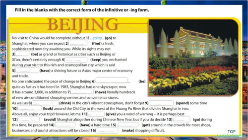 Gerund or Infinitive in Context (FCE) B2. Interactive worksheet ...