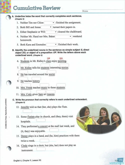Lesson 90: Cumulative Review Pg 173-174. Interactive worksheet ...