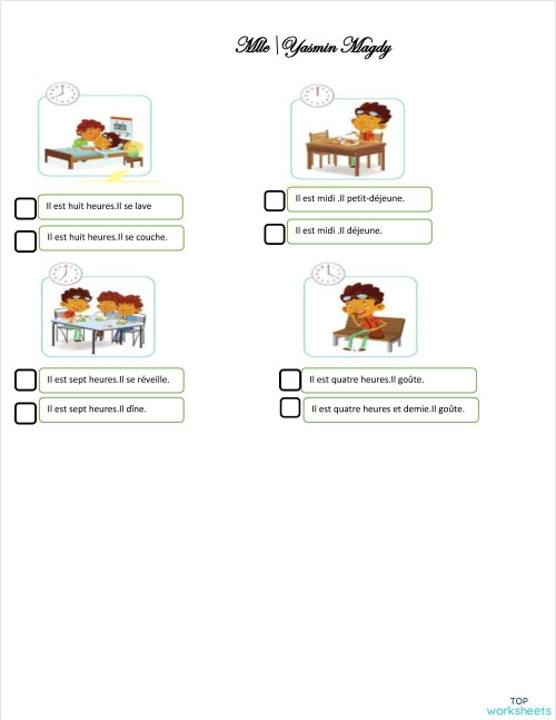 la routine quotidienne. Fiche interactive | TopWorksheets