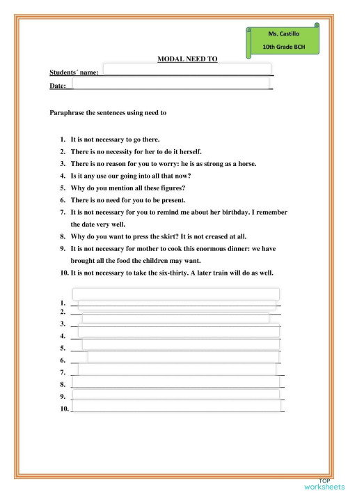 Modal Need to. Interactive worksheet | TopWorksheets