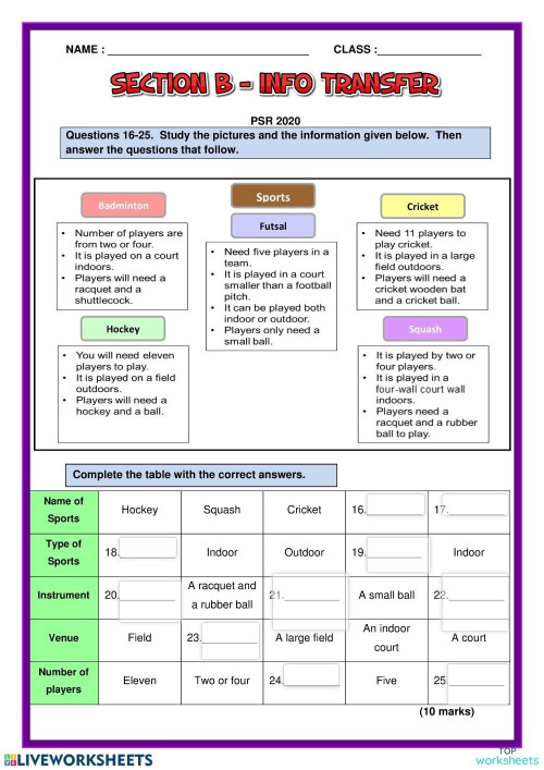 Information Transfer 2020. Interactive worksheet | TopWorksheets