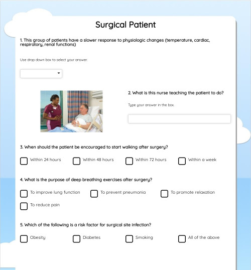 Surgical Patient 197. Interactive worksheet | TopWorksheets