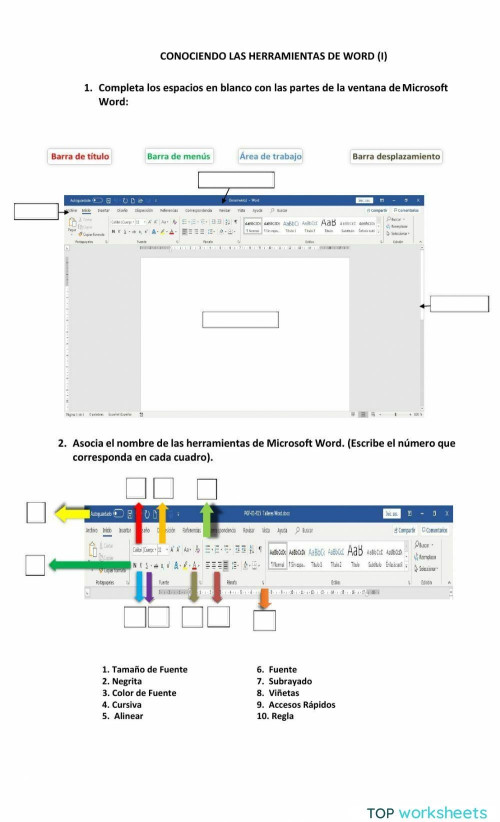 Conociendo Word. Ficha interactiva | TopWorksheets