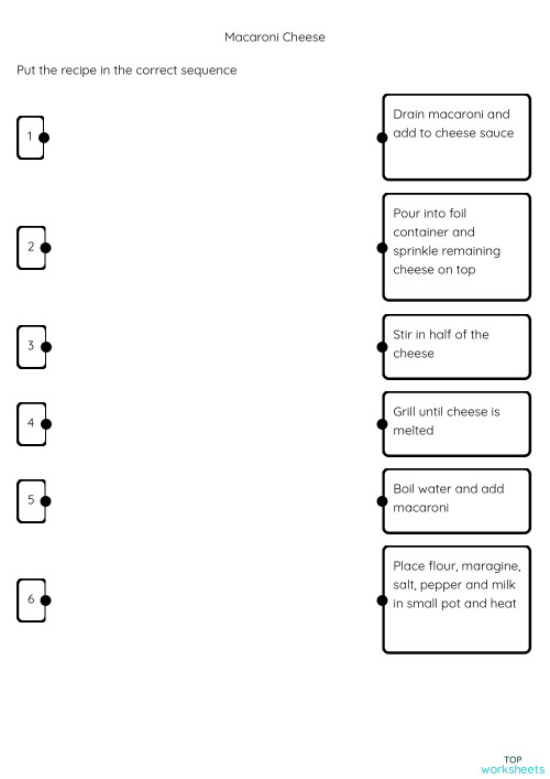 Macaroni Cheese. Interactive worksheet | TopWorksheets