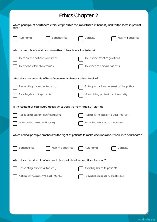 Ethics Chapter 2. Interactive worksheet | TopWorksheets