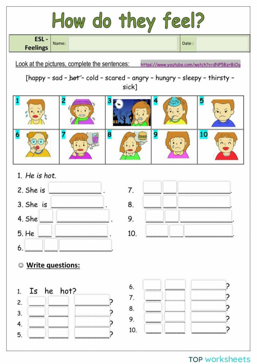 Feelings and Emotions + Be. Interactive worksheet | TopWorksheets