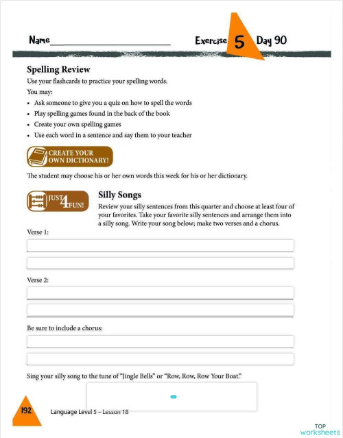 Lesson 18: Spelling Review Pg 192 Ex 5. Interactive worksheet ...