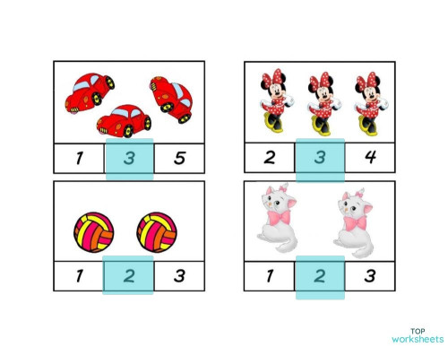 Cuenta y subraya el número. Ficha interactiva | TopWorksheets