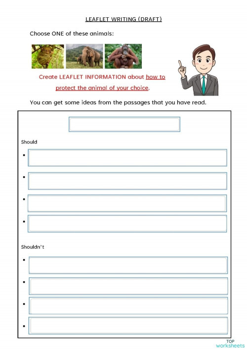 Eng Y5W8T2 Protecting Animals Leaflet Draft. Interactive worksheet ...