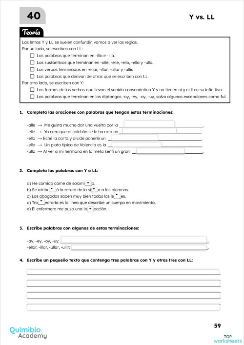 Ortografía: fichas interactivas y ejercicios online | TopWorksheets