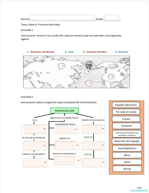Hominización_Historia. Ficha interactiva | TopWorksheets