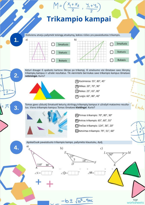 Trikampiai, keturkampiai: interactive worksheets and online exercises ...