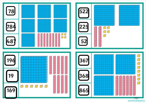 Place value blocks. Interactive worksheet | TopWorksheets