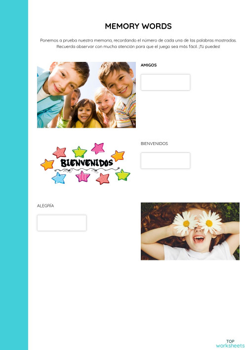 MEMORY WORDS. Ficha interactiva | TopWorksheets