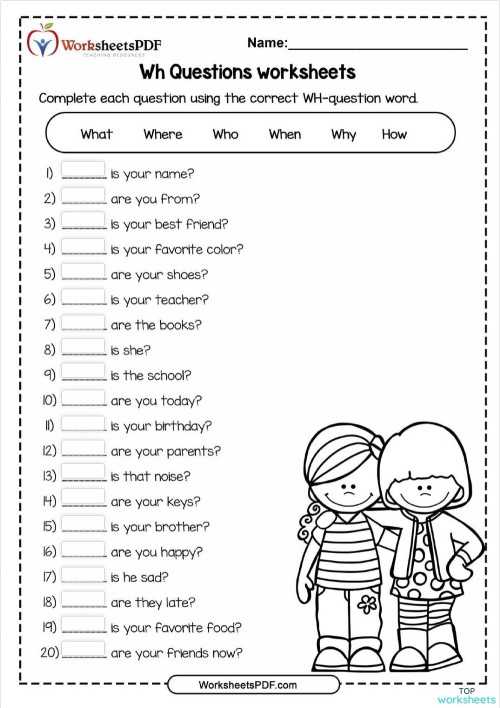 WH - questions. Interactive worksheet | TopWorksheets