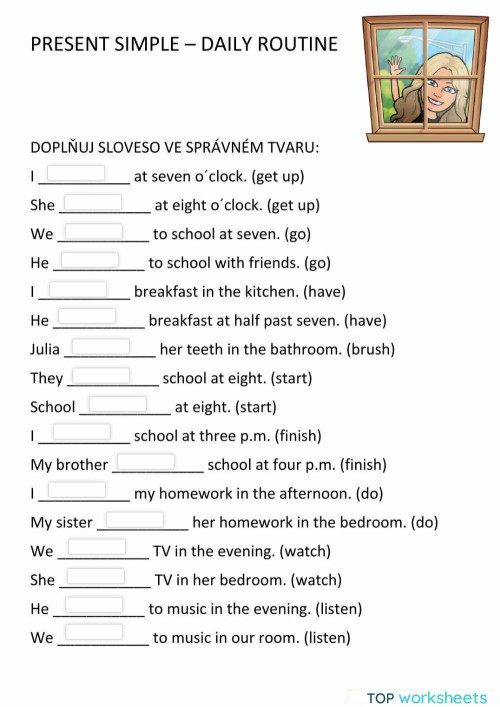 Daily Routine Simple Present Reading Interactive Worksheet