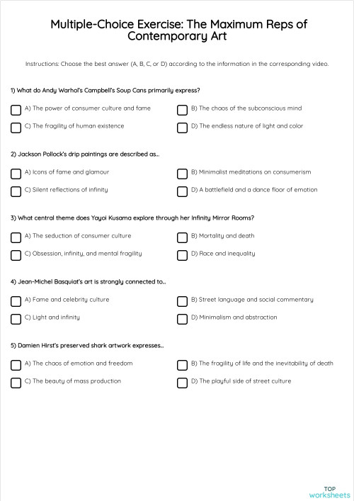🎨 Multiple-Choice Exercise: The Maximum Reps of Contemporary Art ...