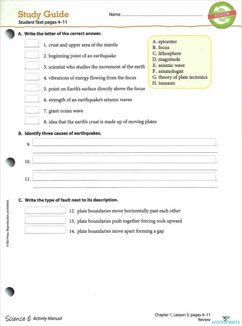 Review: Study Guide Pg 5-6. Interactive worksheet | TopWorksheets