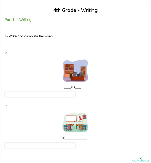 4th Grade - Writing. Interactive worksheet | TopWorksheets