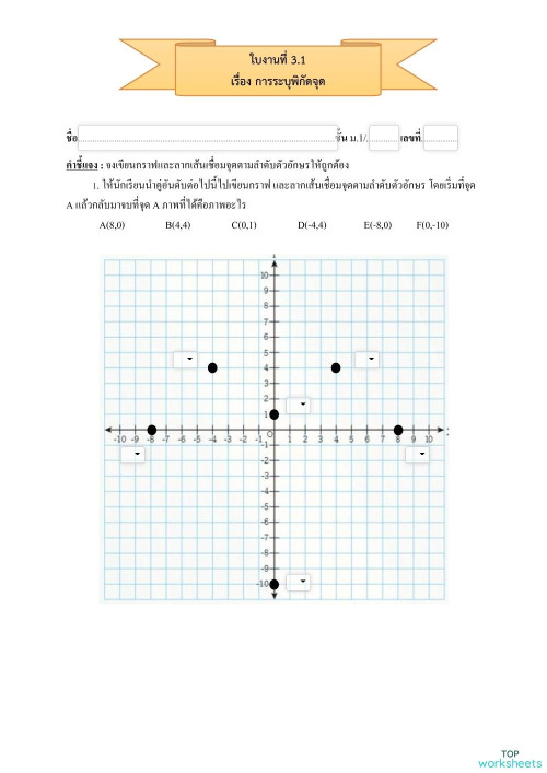 ใบงานที่ 3 1 เรื่อง การระบุพิกัดจุด ใบงานเชิงโต้ตอบ Topworksheets