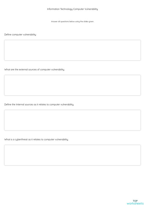 Information Technology Computer Vulnerability Interactive Worksheet Topworksheets 