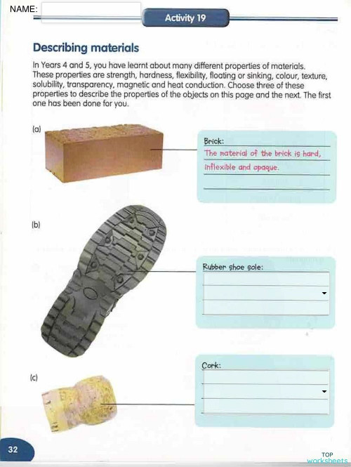 ACTIVITY 19: DESCRIBING MATERIALS (BRILLIANT Group). Interactive ...
