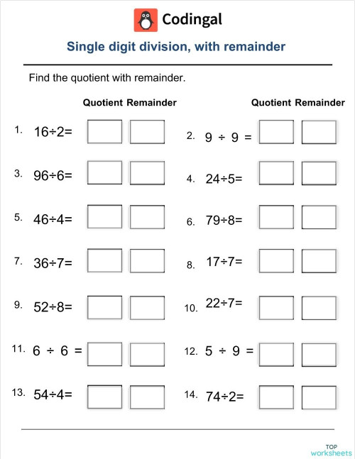 M_G02M11L53_WA02_Simple division with remainders. Interactive worksheet ...