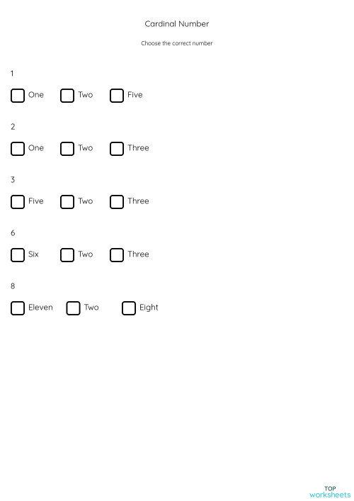 Cardinal Number. Interactive worksheet | TopWorksheets
