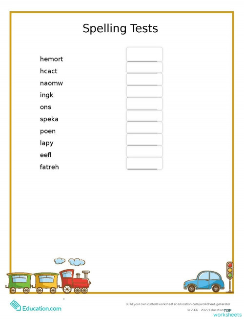 Spelling Test 2B. Interactive worksheet | TopWorksheets