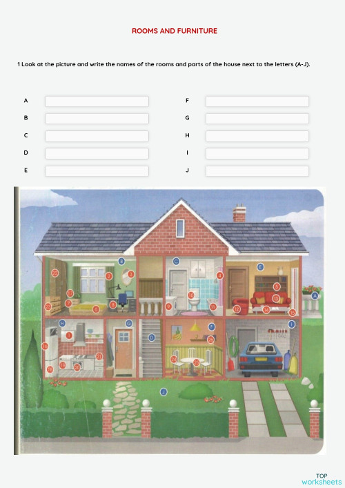 Rooms and Furniture 2Q. Interactive worksheet | TopWorksheets