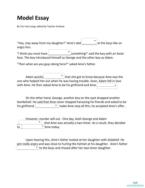 B1 - Work Things Out - Model Essay and Cloze Text. Interactive ...