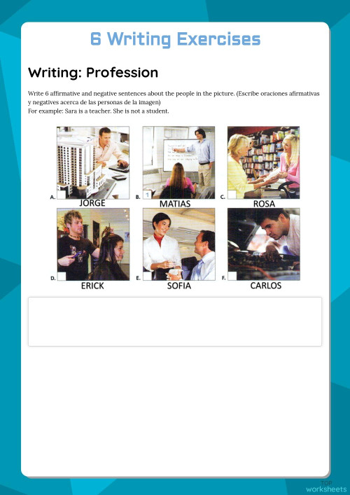 6 Writing Exercises. Interactive worksheet | TopWorksheets