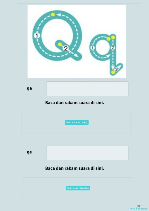 konsonan q. Interactive worksheet | TopWorksheets