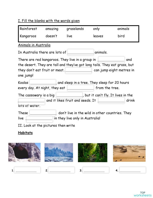 SC6.Unit5Animals' habitats. Interactive worksheet | TopWorksheets