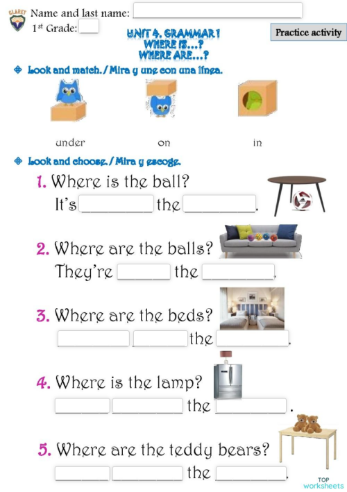 1st G. Unit 4. Grammar 1. Practice activity. Interactive worksheet ...