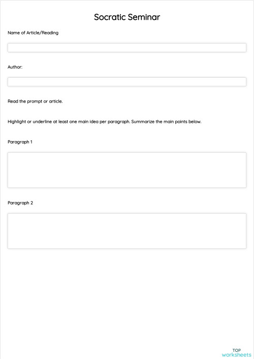 Socratic Seminar. Interactive worksheet | TopWorksheets