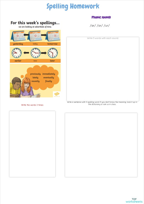 Spellings 3A3, Phonics and HFW. Interactive worksheet | TopWorksheets