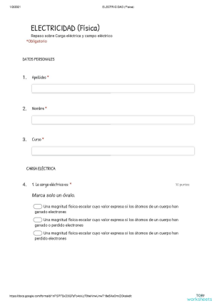 ELECTRICIDAD. Ficha interactiva | TopWorksheets