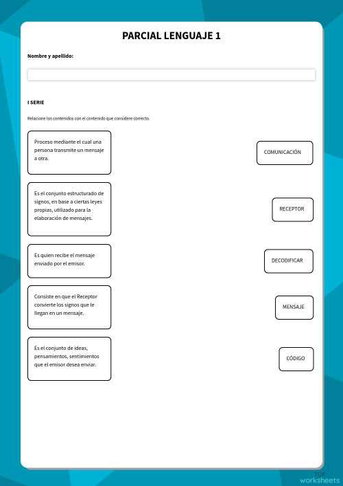 PARCIAL LENGUAJE 1. Ficha interactiva | TopWorksheets