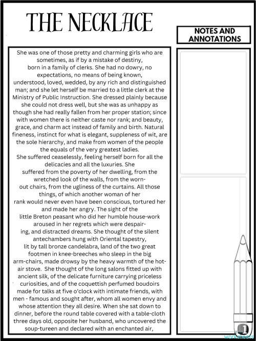 thenecklace. Interactive worksheet | TopWorksheets