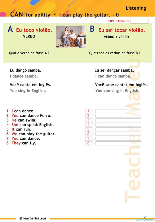 CAN for ability - 0 - I can play the guitar - TM0358. Interactive ...