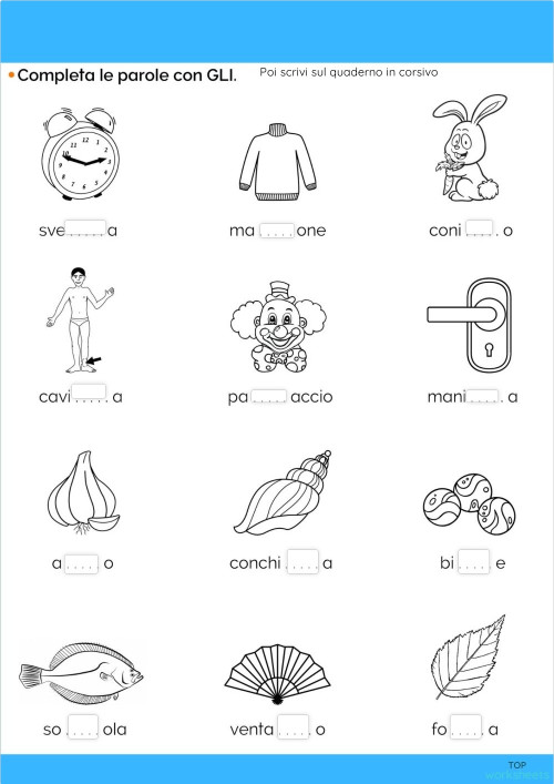 parole con GL. Scheda interattiva | TopWorksheets