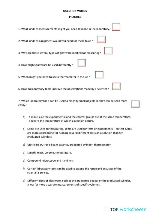 Question words practice. Interactive worksheet | TopWorksheets
