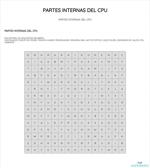 Software y Hardware. Ficha interactiva | TopWorksheets
